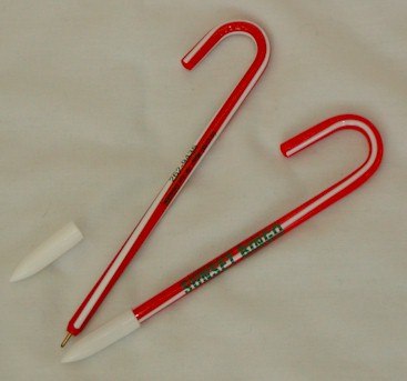 Candy cane ball point pen with peppermint scented ink!
